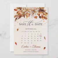 Herbst und Herbst Blume Marigold Calendar Boho Save The Date Zazzle