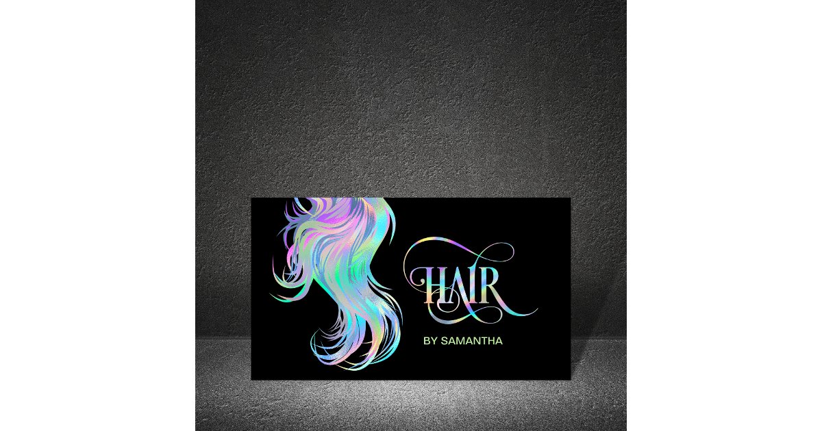 Holograph Hair stylist typography haar extension Visitenkarte | Zazzle.de