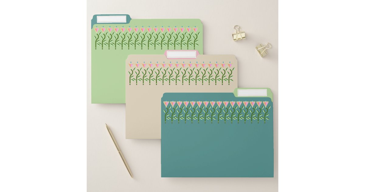 Hübsche TulpenBlume in Pastellpinken und Grüntönen Papiermappe | Zazzle.de