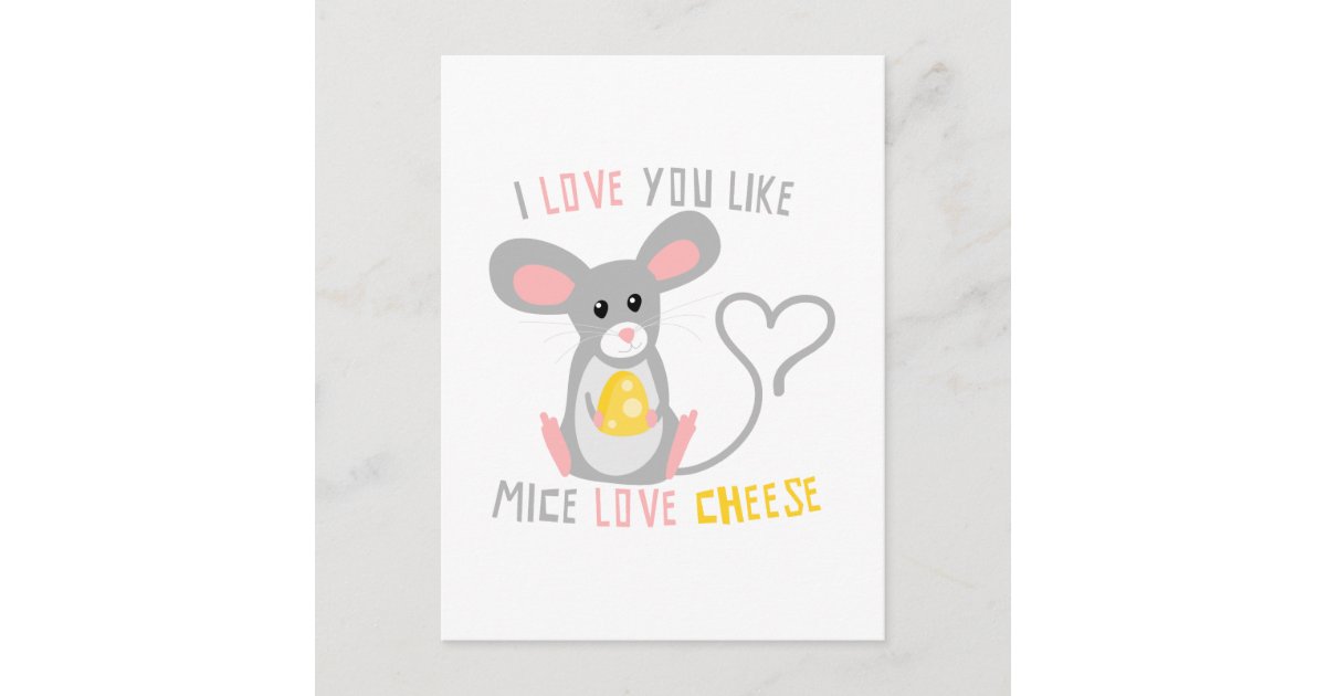 Ich Liebe, Sie mögen Mäuse Liebe Käse Postkarte | Zazzle.de