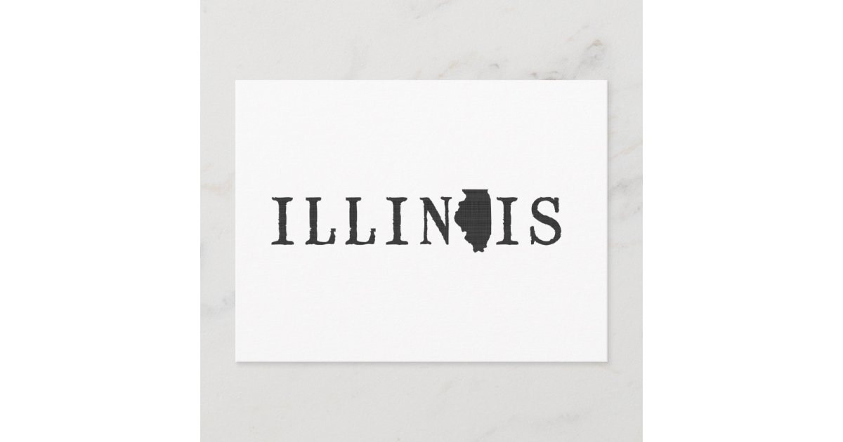 Illinois Map Shaped Letter Staat Word Art Black Postkarte | Zazzle.de