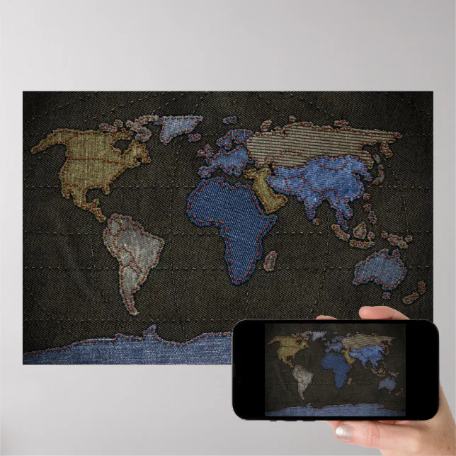 Jeans World Map (keine Etiketten) Poster | Zazzle.de