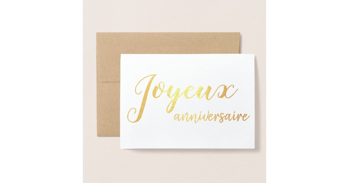 Joyeux Anniversaire French Happy Birthday Script Folienkarte | Zazzle.de
