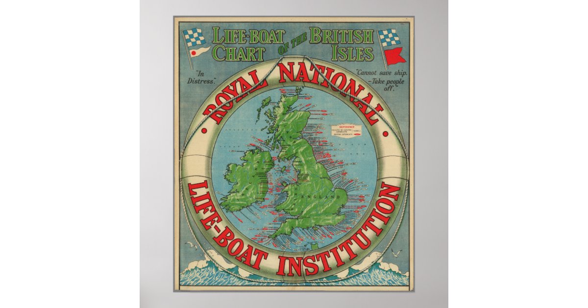 Karte der Britischen Inseln - Life-Boat Chart Poster | Zazzle.de