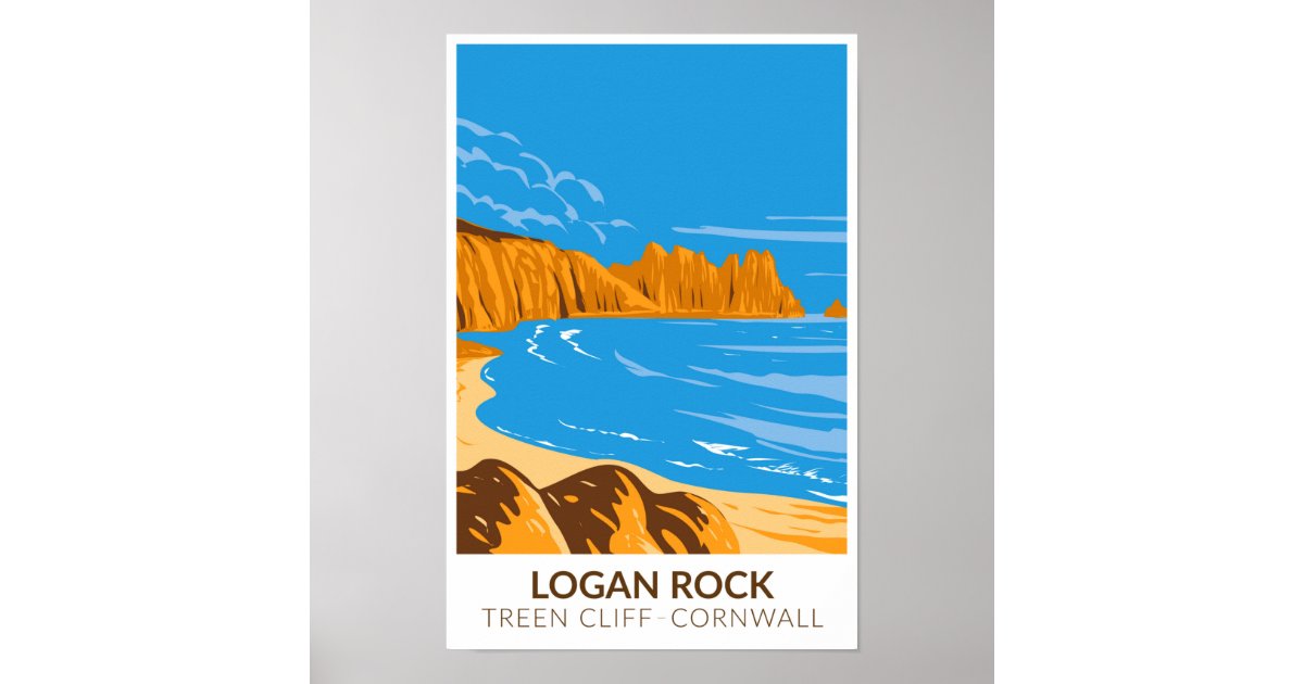 Logan Rock on Treen Cliff in Cornwall Vintag Poster | Zazzle.de