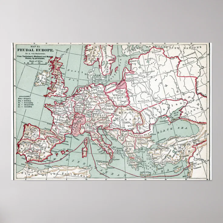 MAP OF EUROPE, 12th CENTURY Poster | Zazzle.de