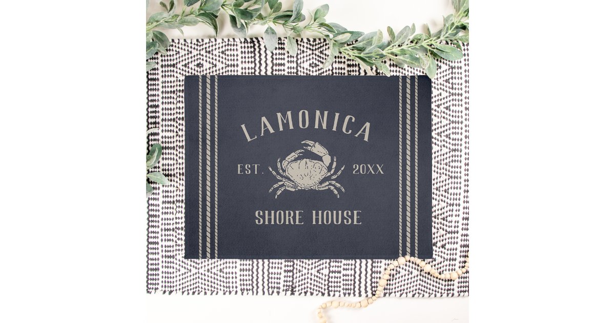 Marine | Rustikales Shore House Personalisiert Cra Fußmatte | Zazzle.de