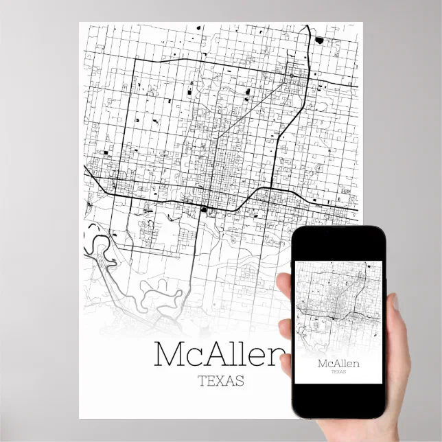 McAllen Map - Texas - City Map Poster | Zazzle.de