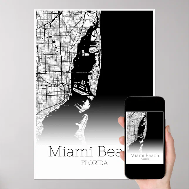 Miami Beach Map - Florida - City Map Poster | Zazzle.de