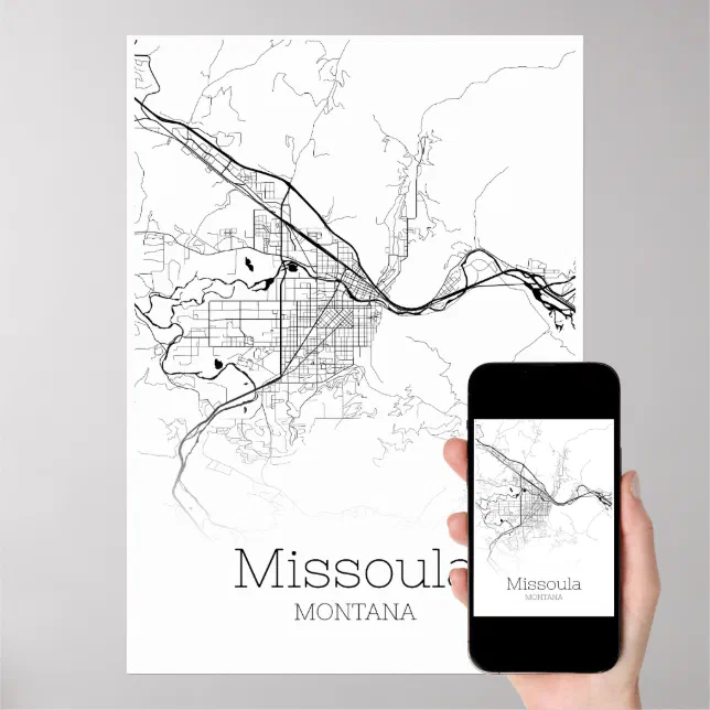 Missoula Map - Montana - City Map Poster | Zazzle.de