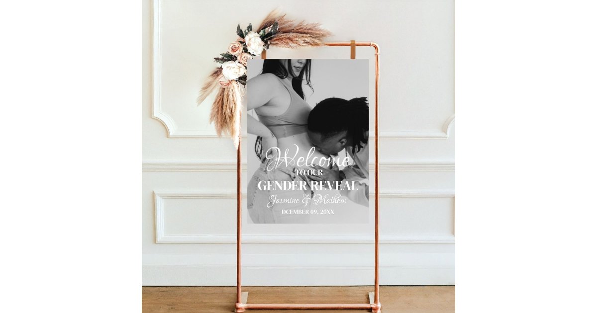 Modernes Minimalistisches Foto Gender Reveal Begrü Poster | Zazzle.de