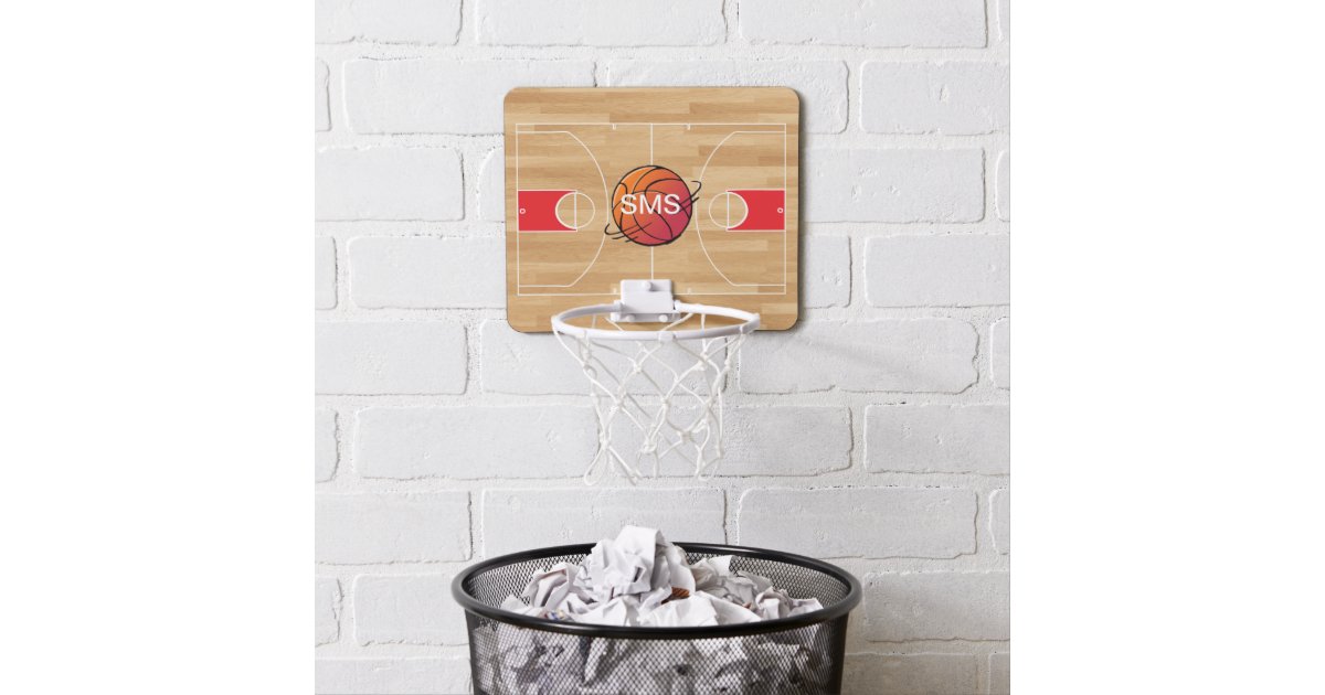 Monogram Basketball auf Basketball Court Mini Basketball Ring | Zazzle.de