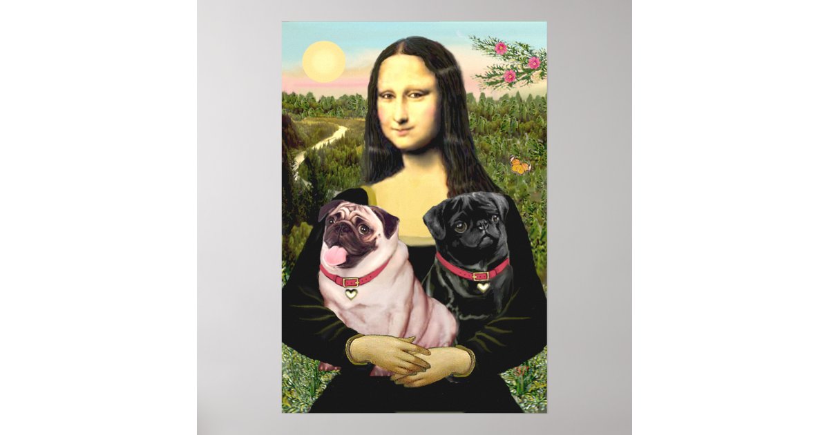 Mops (Fawn + Black) - Mona Lisa Poster | Zazzle.de
