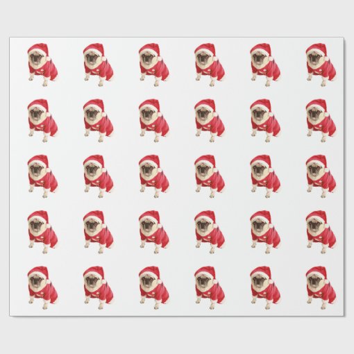 Mops im Weihnachtsküstum Geschenkpapier | Zazzle.de
