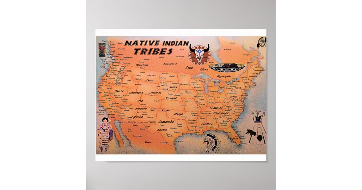 National Indian Tribes Map Poster | Zazzle.de