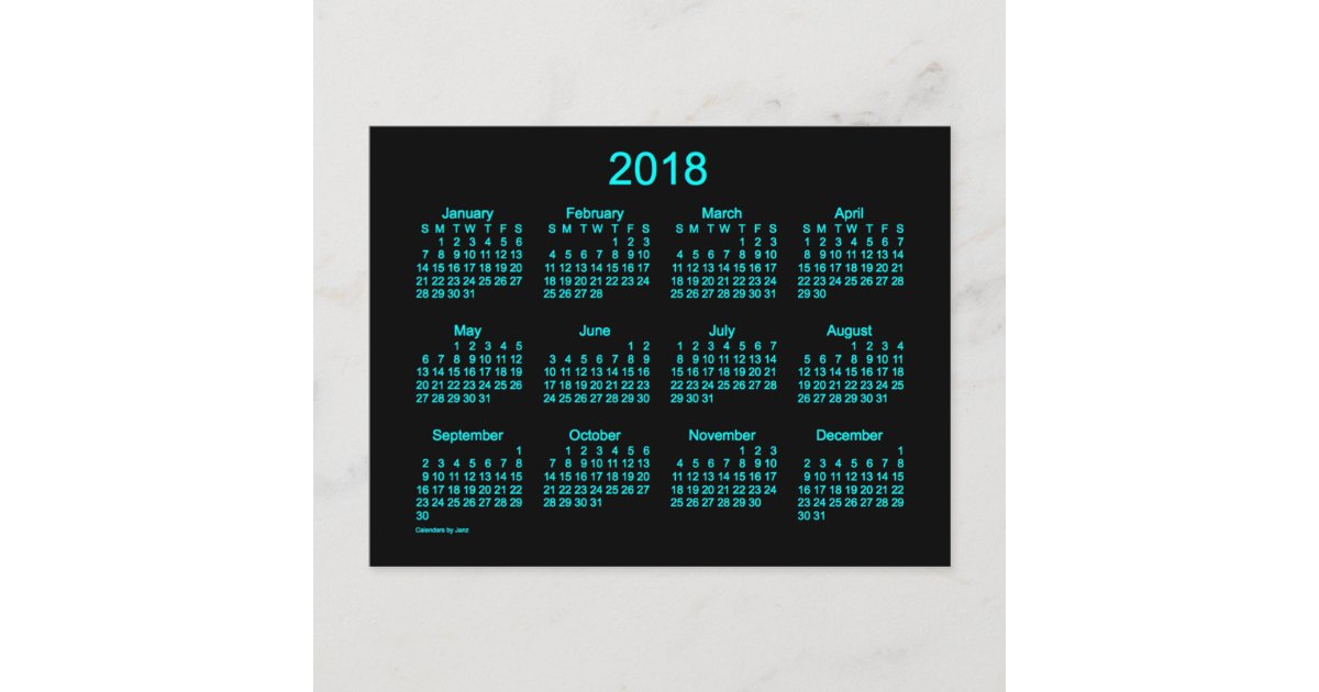Neon Blue Mini Calendar von Janz Postkarte | Zazzle.de