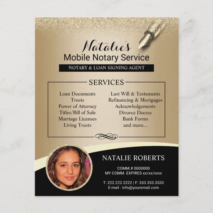 Notary Loan Signing Agent Black & Gold Foto Flyer | Zazzle.de