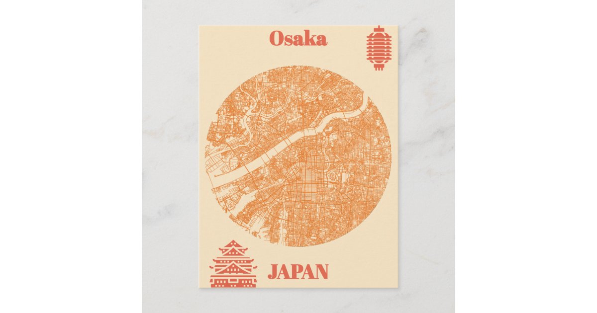 Osaka map Japan Postkarte | Zazzle.de