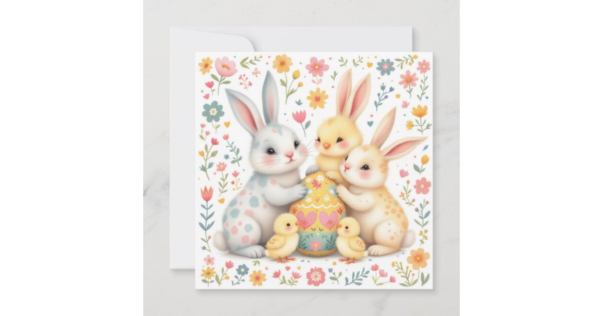 Ostersonnige Familie mit Kick-Freunden Feiertagskarte | Zazzle.de