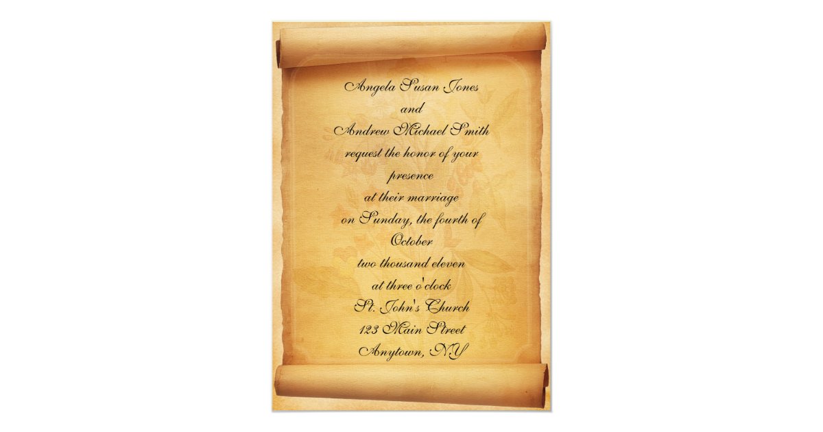 Pergament-Rolle-Hochzeits-Einladung Einladung | Zazzle.de