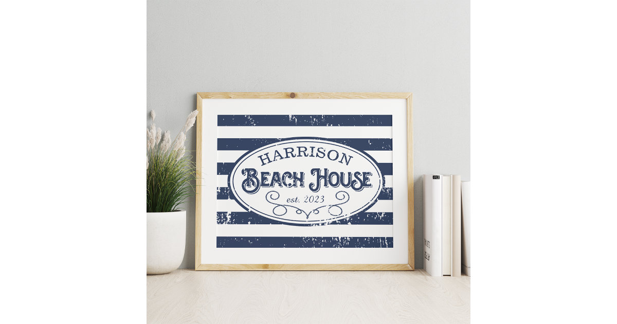 Personalisiertes Vintages Beach House Poster | Zazzle.de