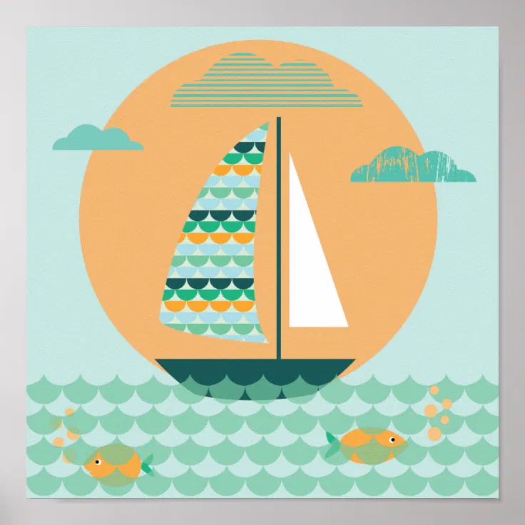 Poster, Segelboot, Kinderzimmer, Bild, Druck Poster | Zazzle.de