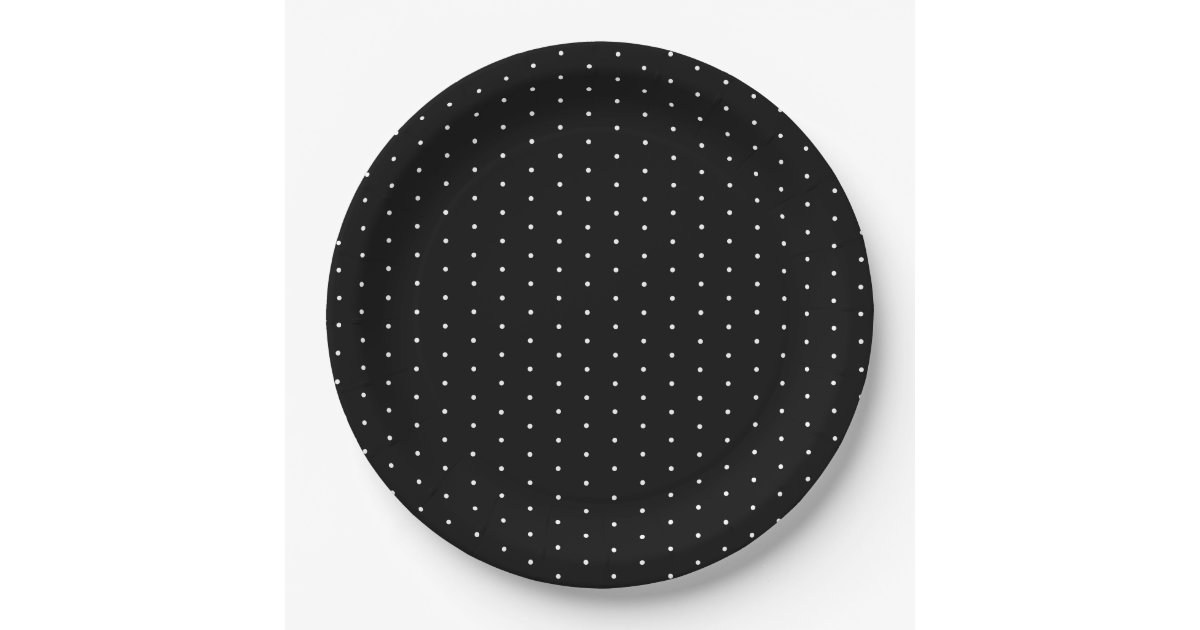 Preppy Black and White Tiny Polka Dots Muster Pappteller | Zazzle.de