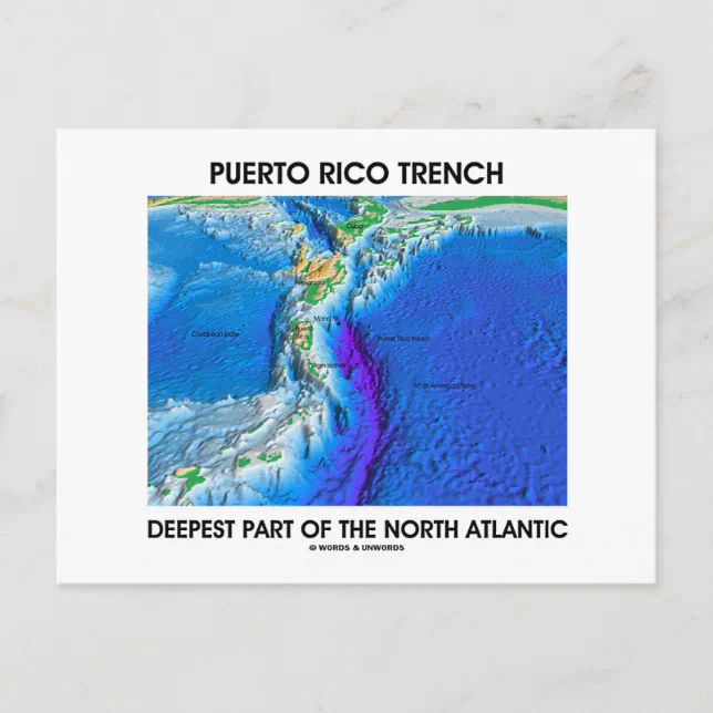 Puerto Rico Trench tiefster Teil der N. Atlantik Postkarte | Zazzle.de