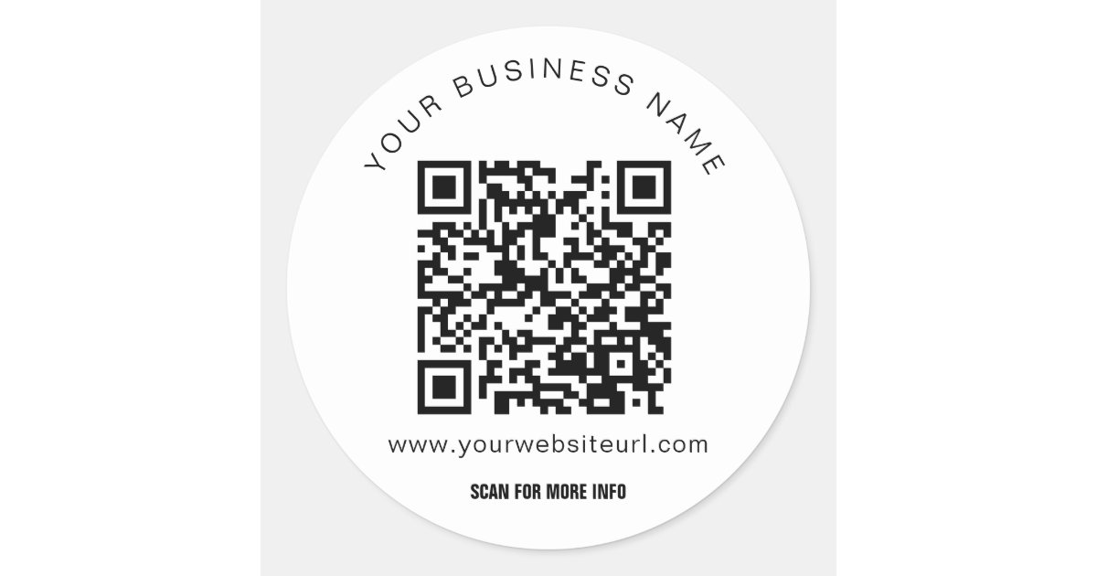 QR Code Custom Logo & Text Marketing Runder Aufkleber | Zazzle.de