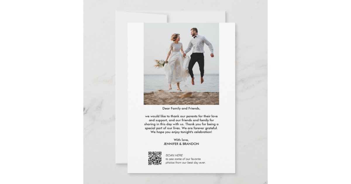 QR-Code Script Modernes Wedding Foto Vielen Dank Dankeskarte | Zazzle.de