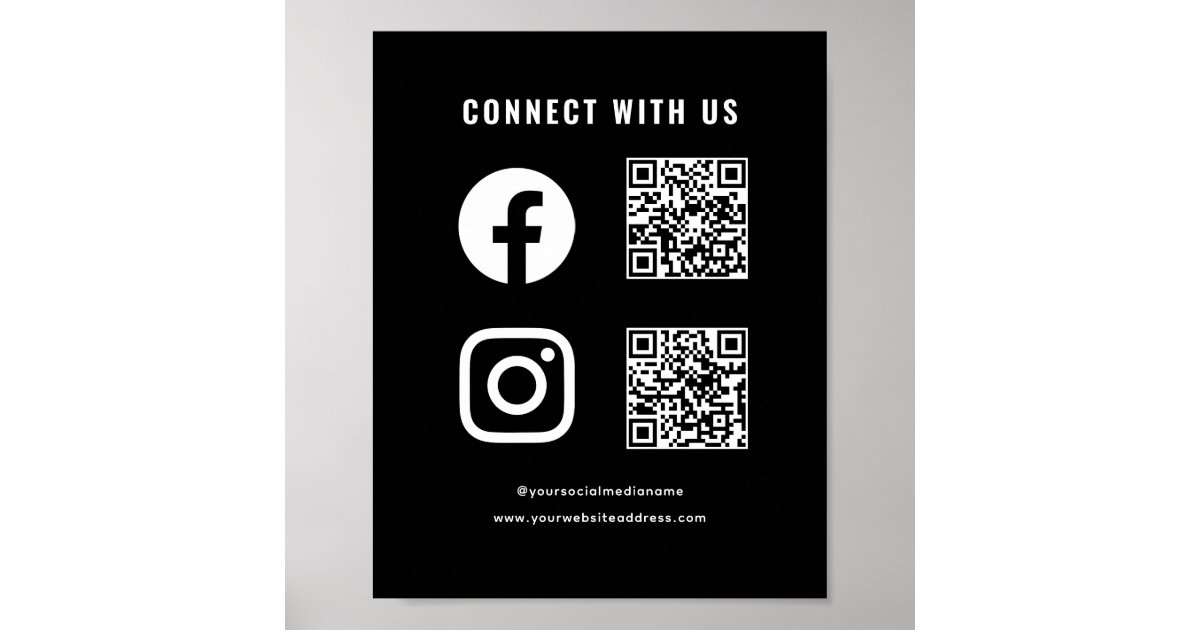 QR Code Social Media: Scan Connect mit uns Poster | Zazzle.de