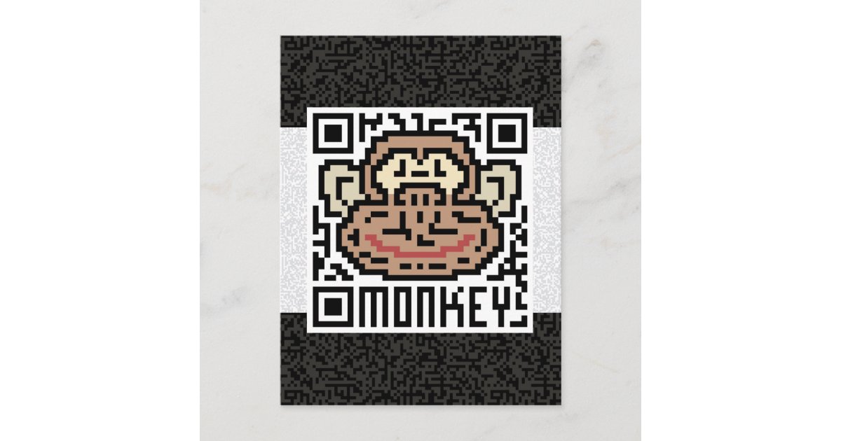 QR Code the Monkey Postkarte | Zazzle.de