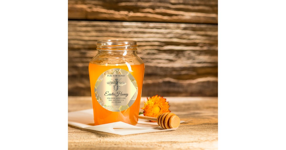 Raw Honey Jar Honeybee Honeycomb Bee Apiary VIP Runder Aufkleber ...