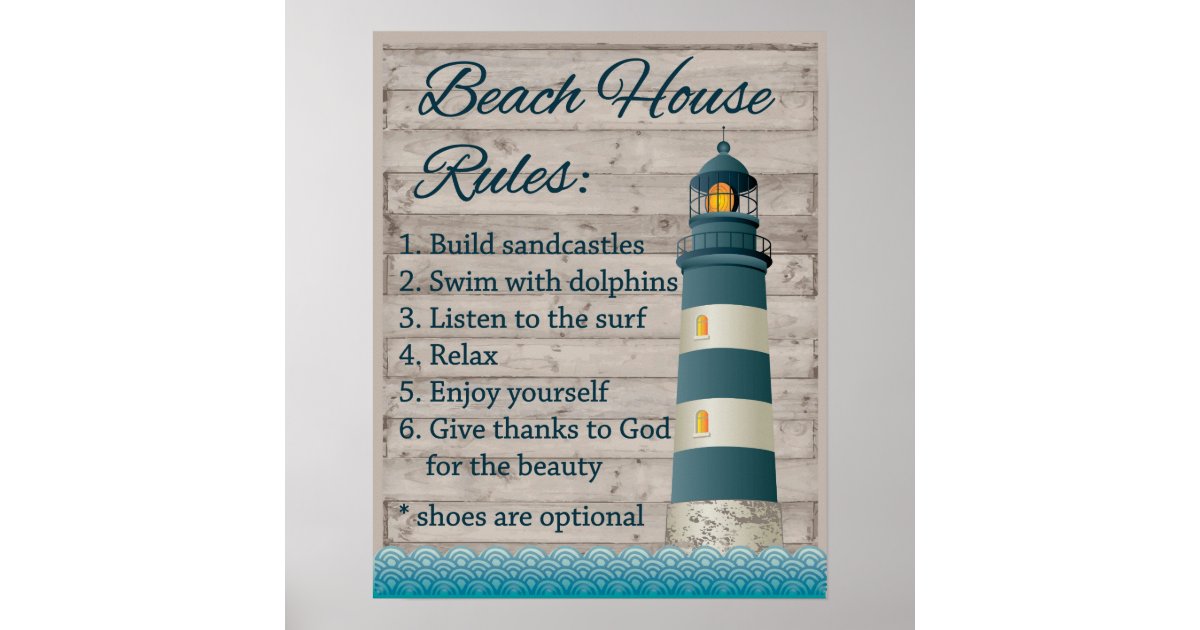 Regeln für Beach House Poster | Zazzle.de