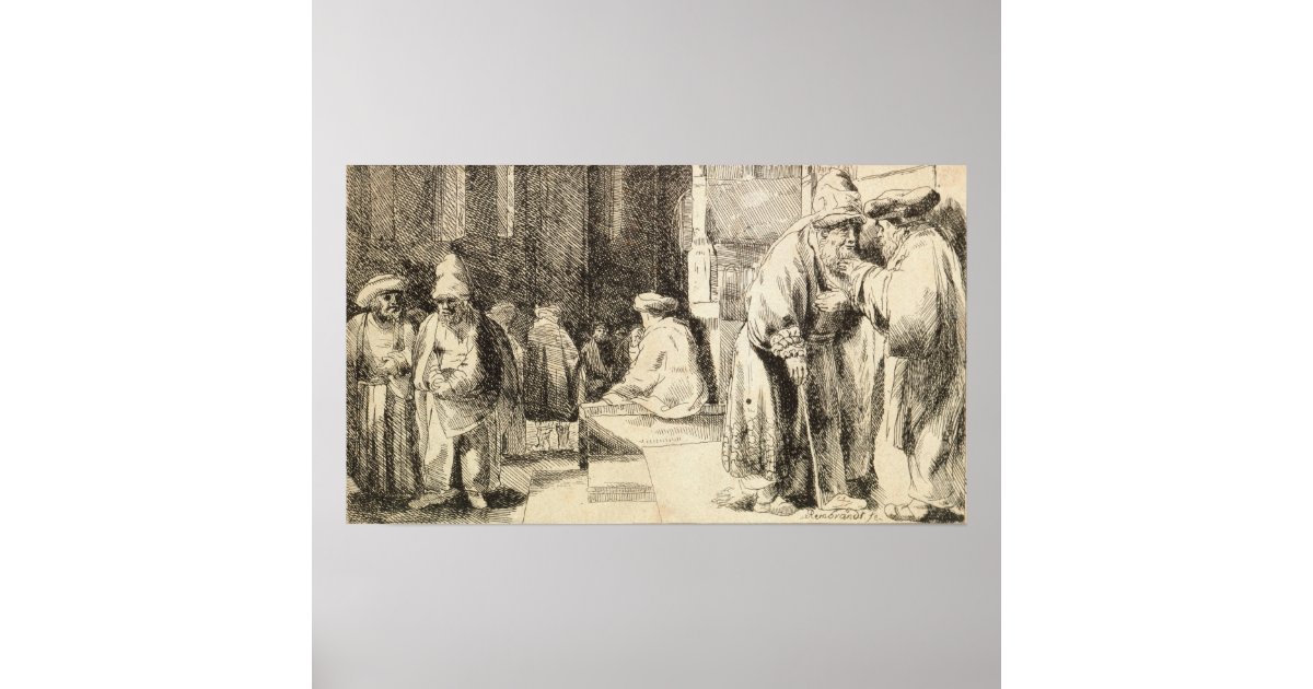 Rembrandt - Juden in Synagoge Poster | Zazzle.de