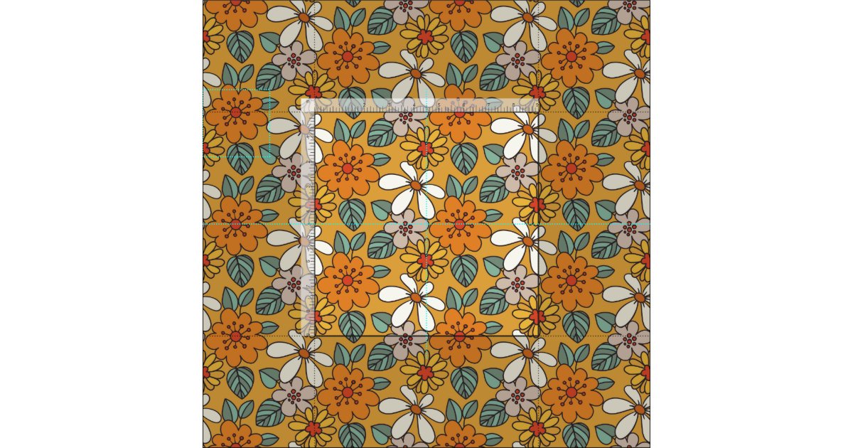 Retro Simple Floral Pattern Stoff | Zazzle.de