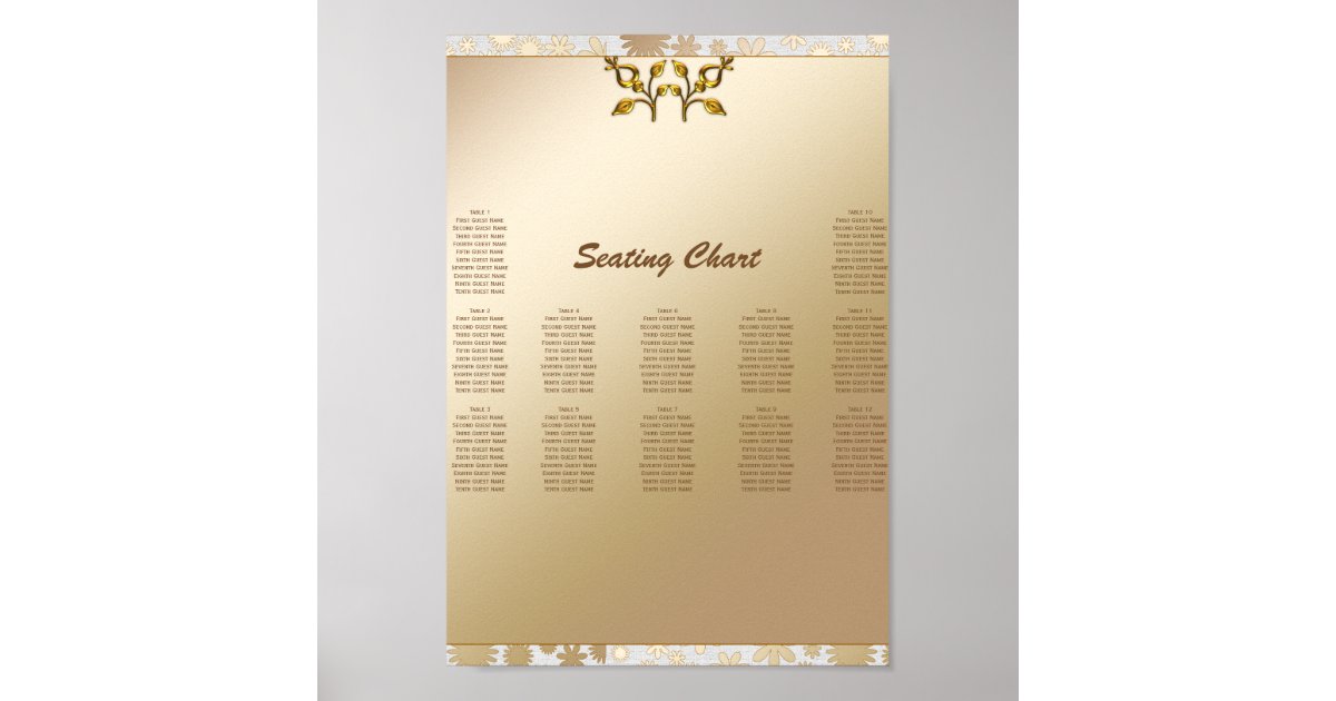 Rose Gold Floral Wedding Chart Poster | Zazzle.de