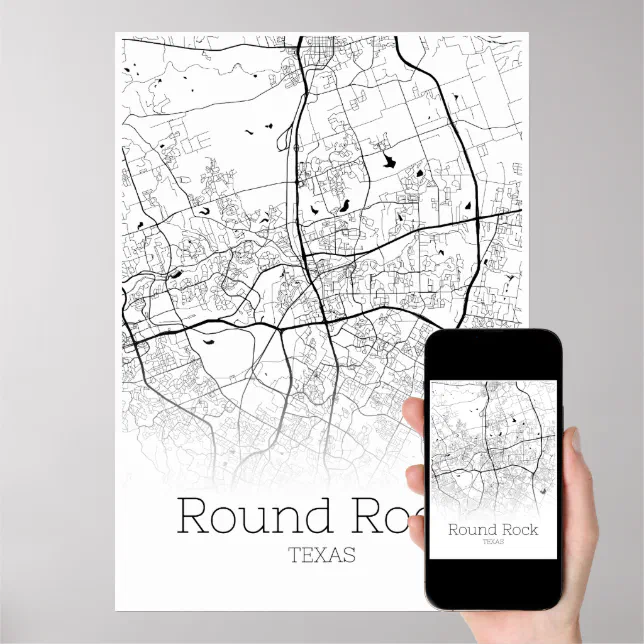 Round Rock Map - Texas - City Map Poster | Zazzle.de