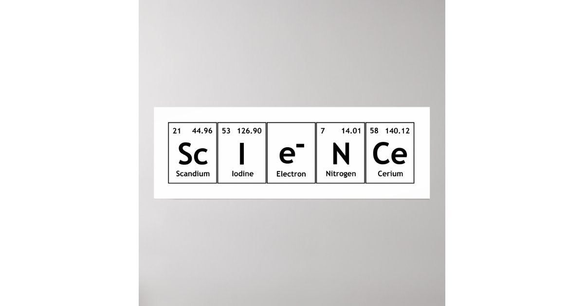 ScIeNCe Periodic Table Elements Word Chemistry Poster | Zazzle.de