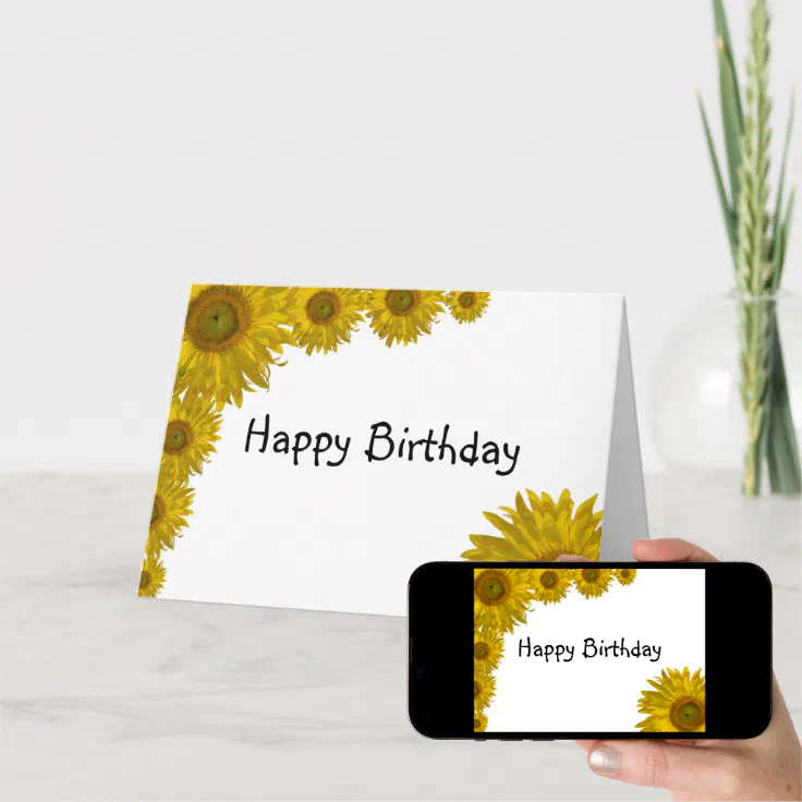 Sonnenblumen Edge Happy Birthday Karte | Zazzle.de