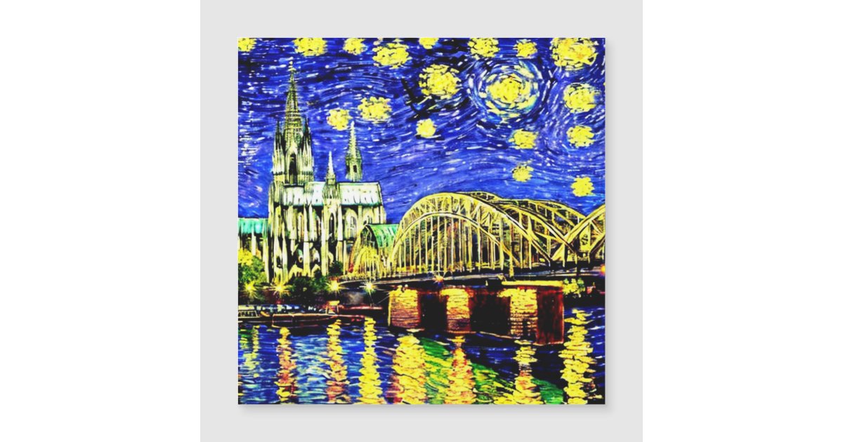 Starry Night Köln Dom Deutschland Magnetkarte | Zazzle.de