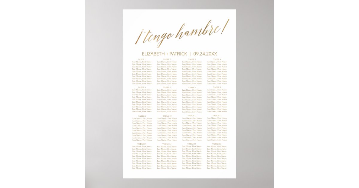 Tengo Hambre Table Plan Poster | Zazzle.de