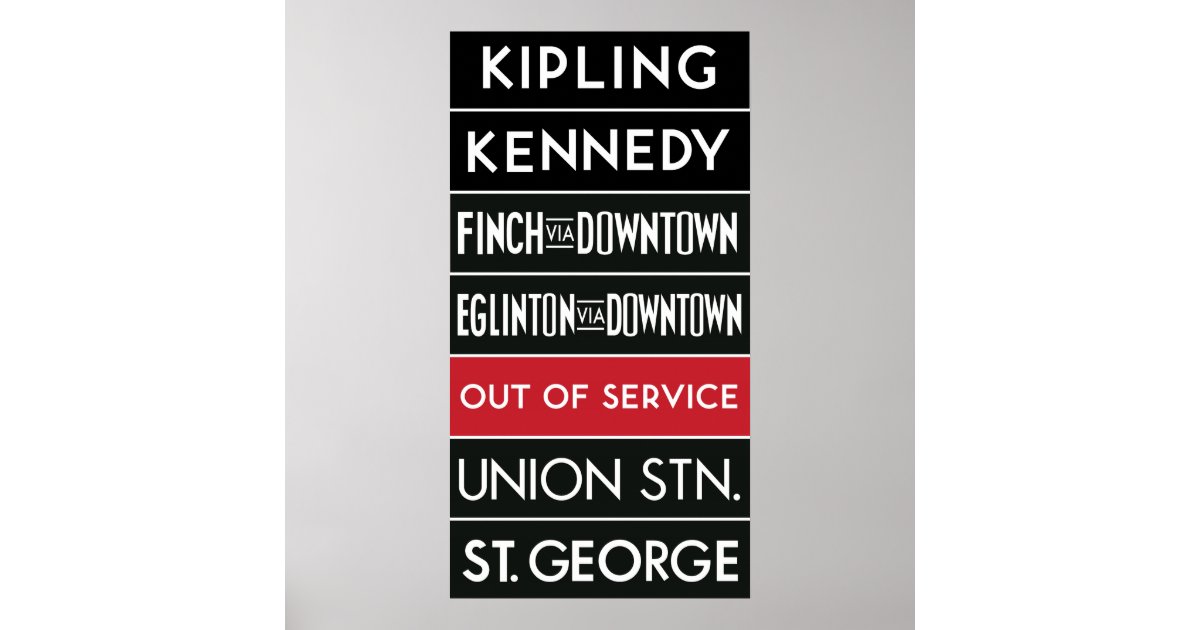 TTC Subway Destination Sign v2 Poster | Zazzle.de