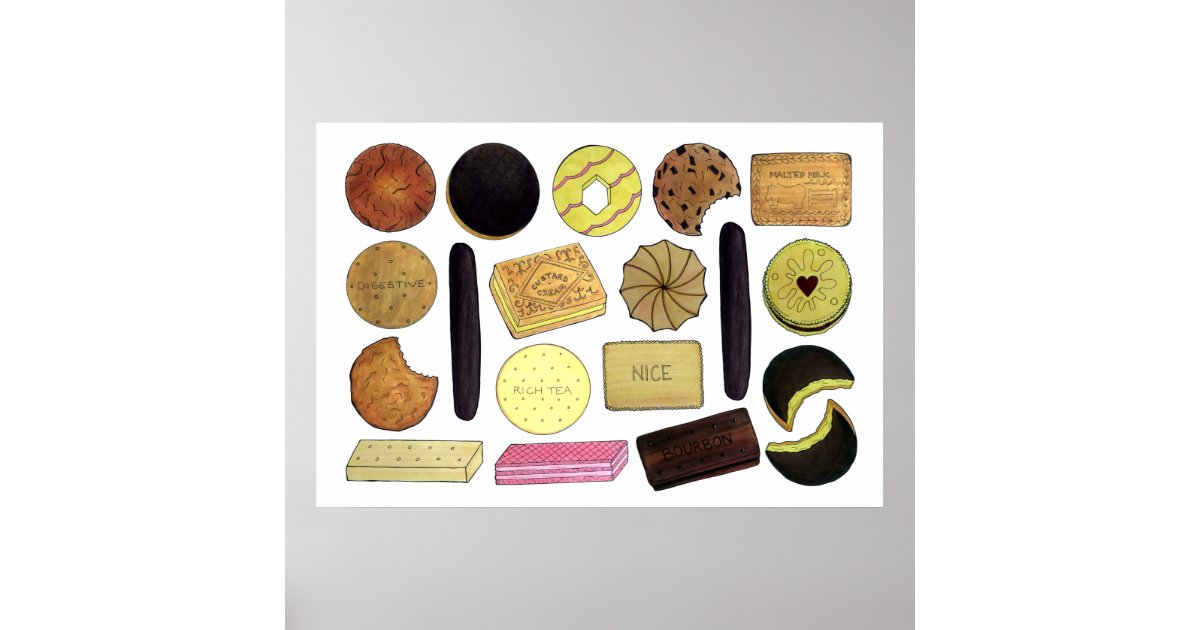UK British Biscuits Shortbread Rich Tea Digestives Poster | Zazzle.de