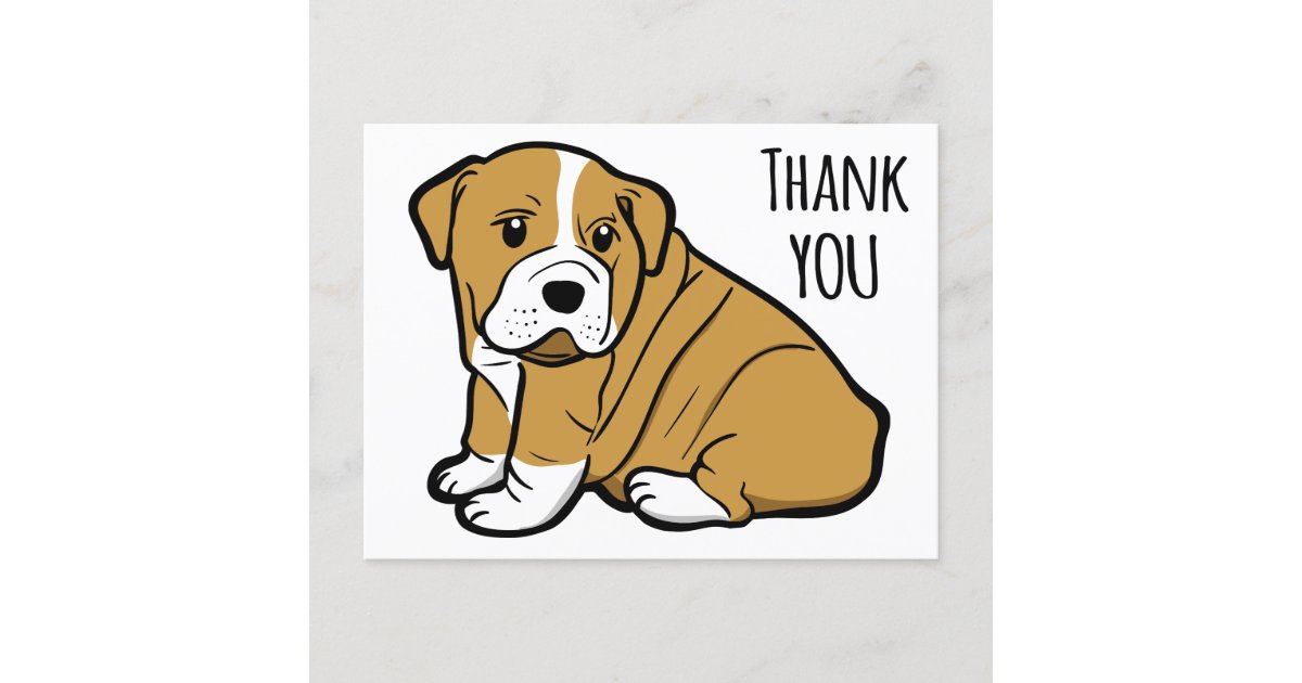 Vielen Dank, English Bulldog Puppy Dog Cartoon Postkarte | Zazzle.de