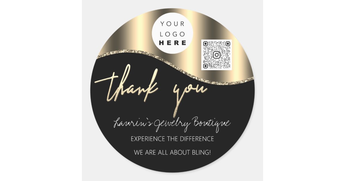 Vielen Dank Name Custom Logo Qr Code Gold Runder Aufkleber | Zazzle.de