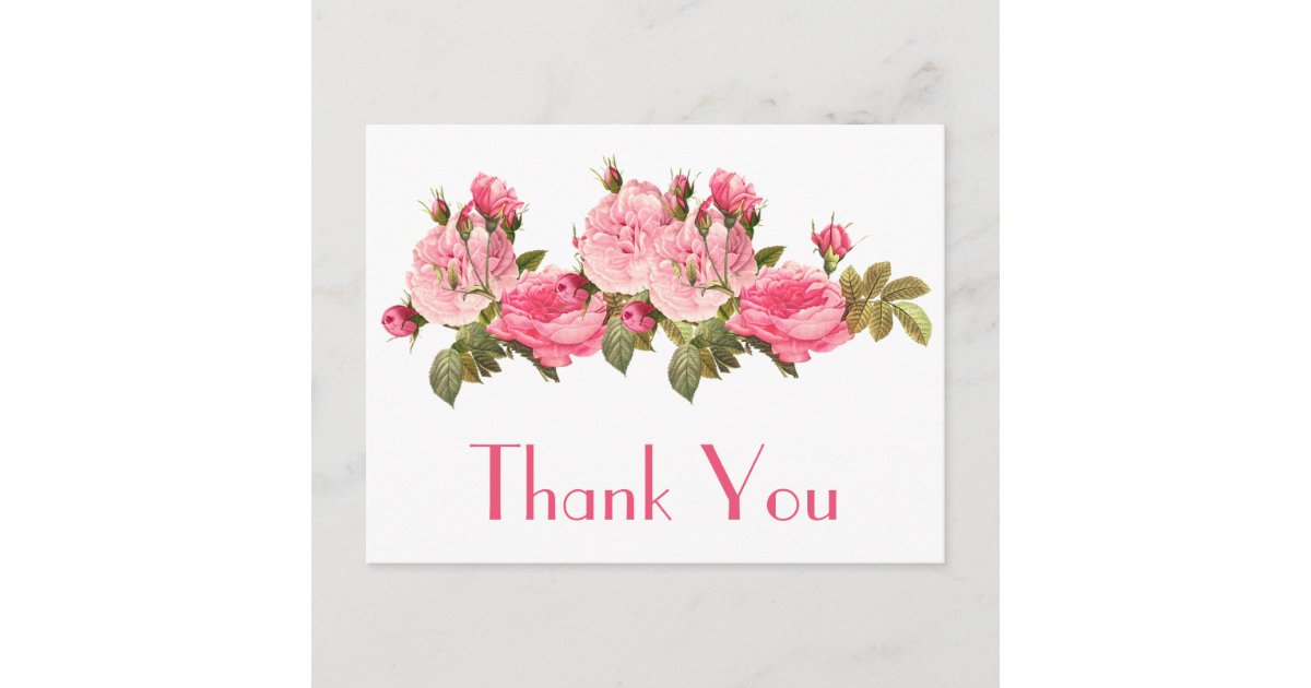 Vintag Pink Roses Vielen Dank Floral Postcard Postkarte | Zazzle.de
