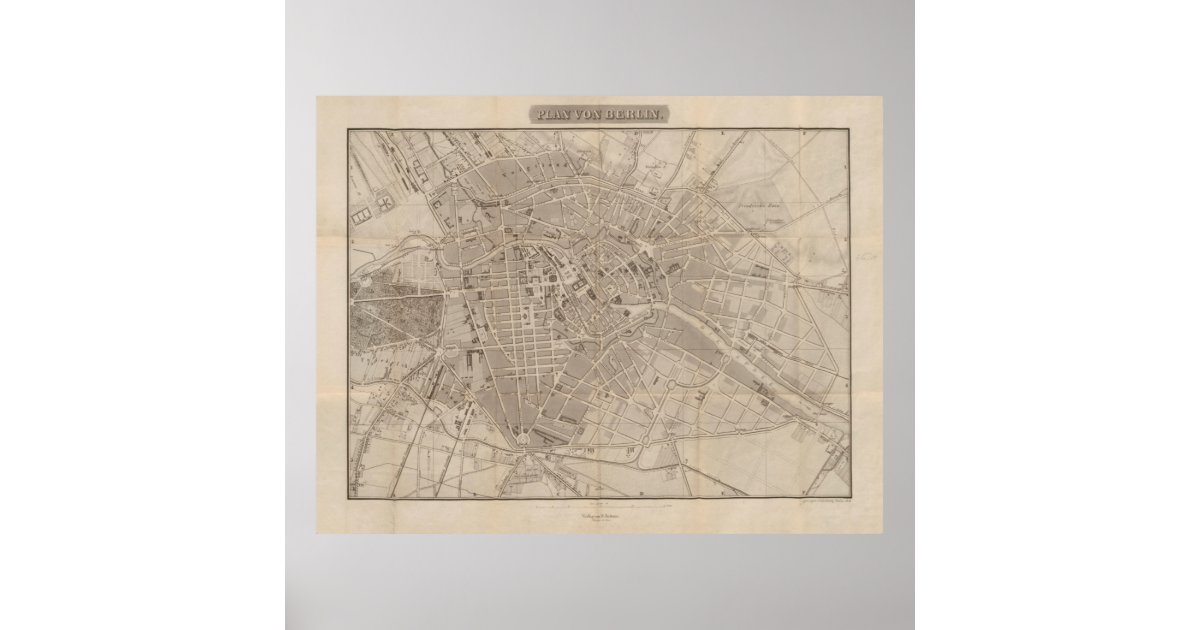 Vintage Map of Berlin Germany (1848) Poster | Zazzle.de