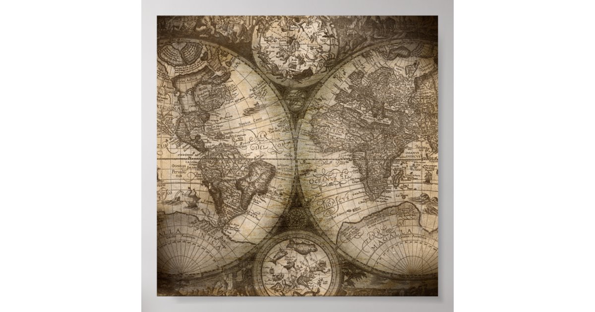 Vintages World Atlas Map Poster | Zazzle.de