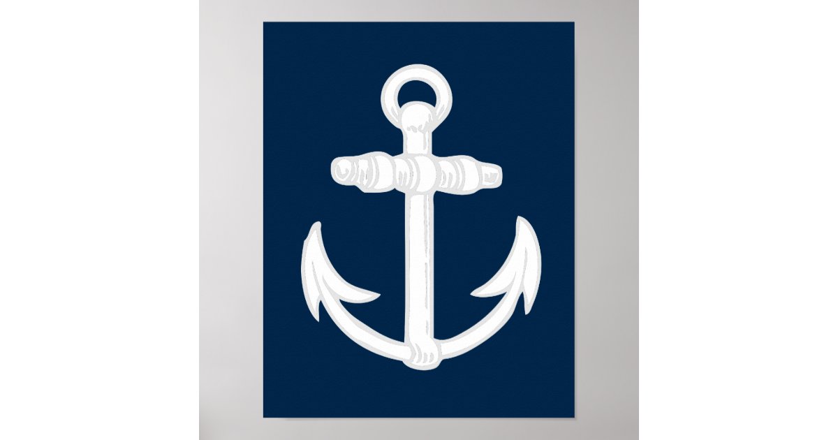 Weißes/blaues Symbol für den Anker Poster | Zazzle.de